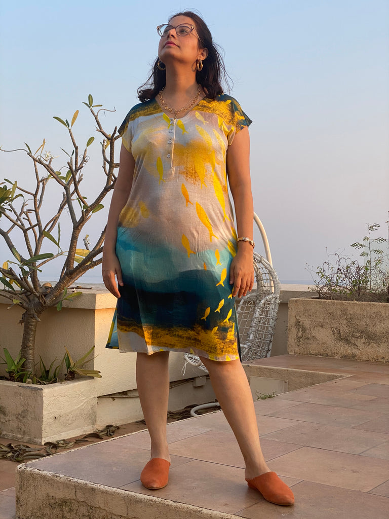 Upstream "My Mojo" Lounge Dress | Soft Jersey Knit Organic Cotton | Ov ...