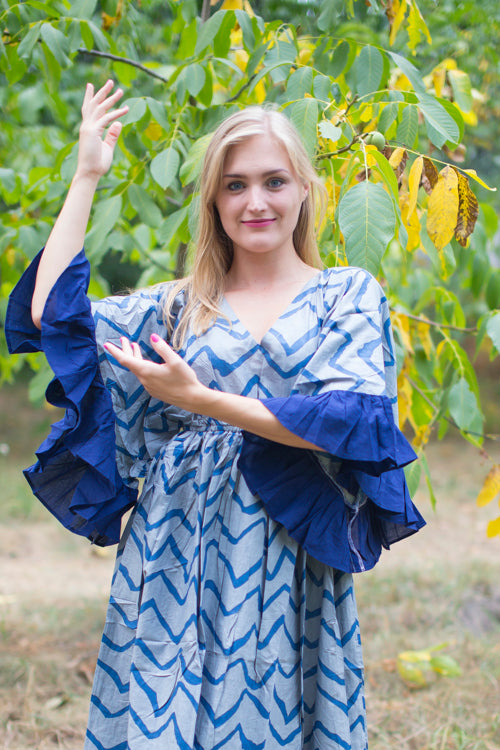 Gray Pretty Princess Style Caftan in Chevron Pattern | Laughing Cherries